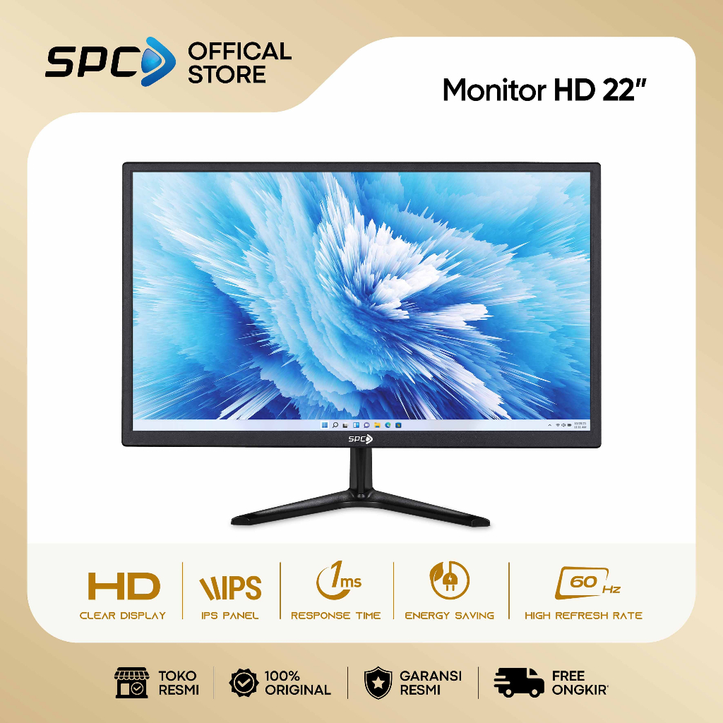 Jual SPC Monitor LED PC 22 Inch Komputer HD IPS HDMI | Shopee Indonesia