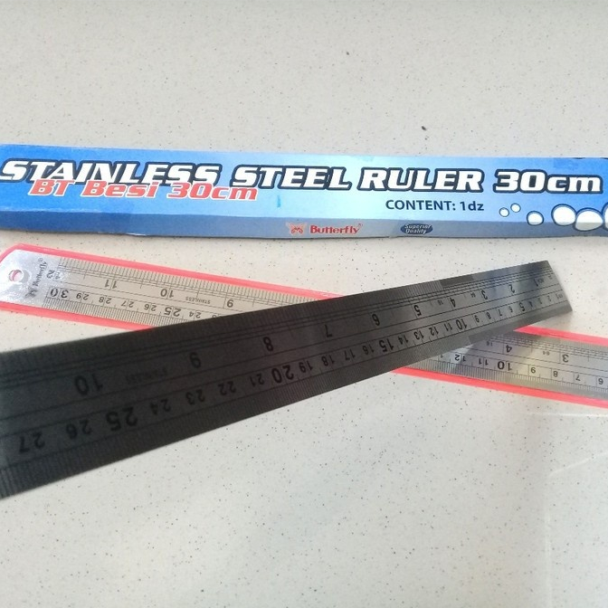 Jual Penggaris Besi 30 cm Butterfly / Mistar Ruller 30cm Stainless 30 Centimeter | Shopee Indonesia