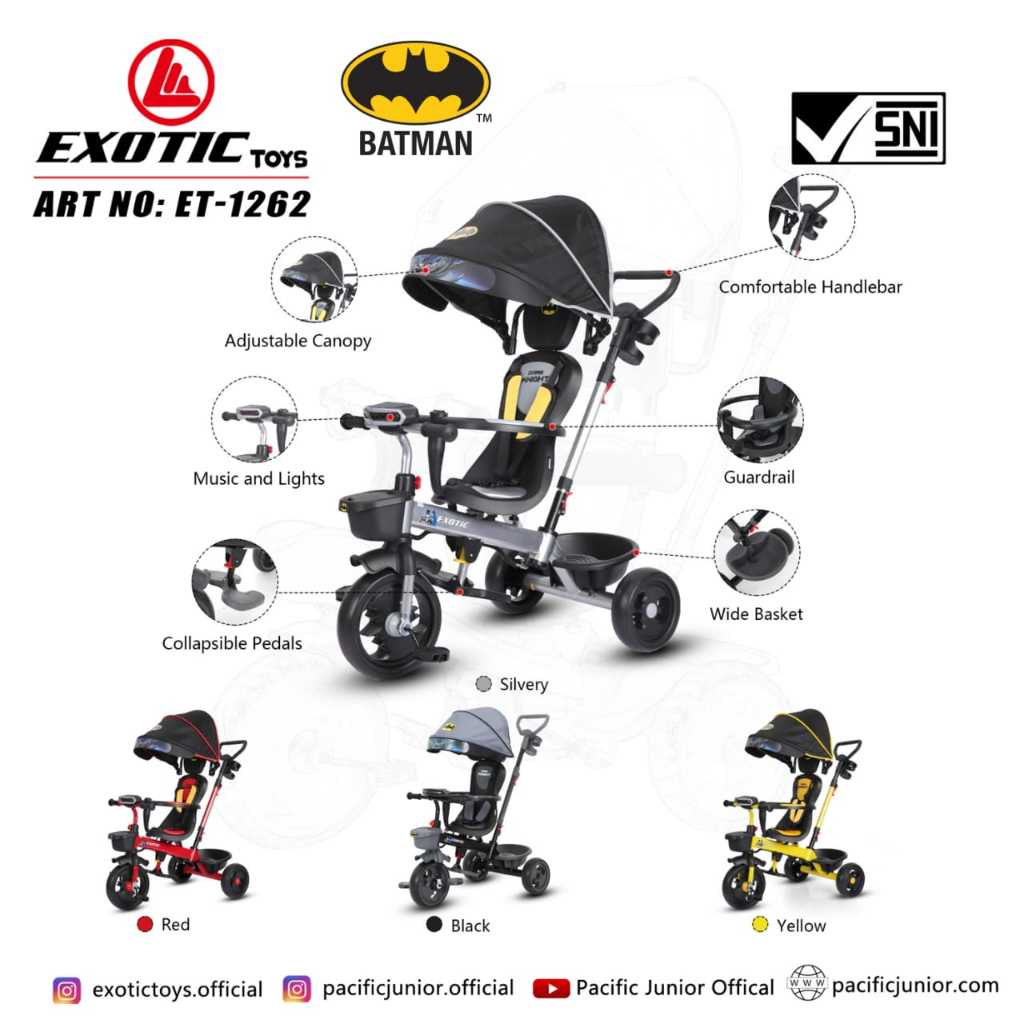 Jual Sepeda Anak RODA TIGA EXOTIC ET-1268 ET-1262 / PC 5199 / ET 2255 sepeda stroller fitur ...