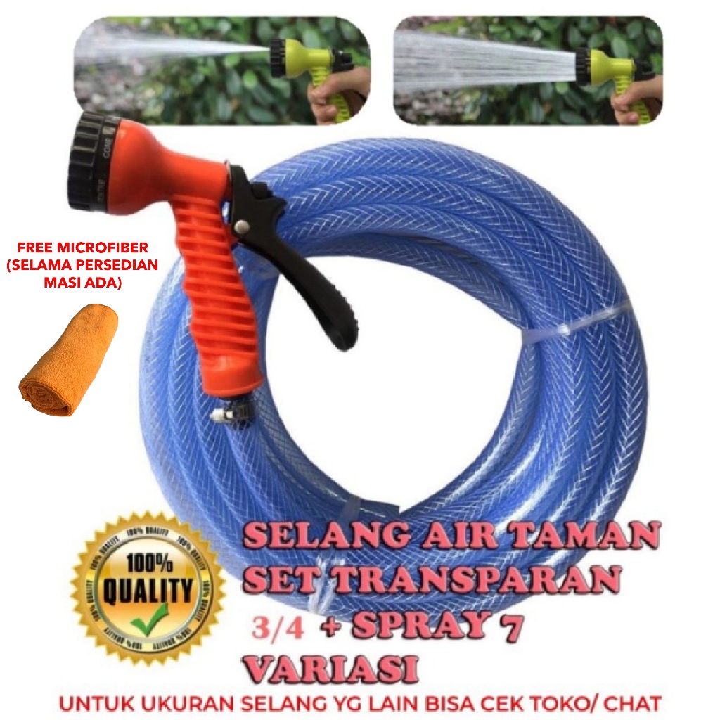 Jual SELANG AIR TAMAN SET TRANSPARAN 3/4 + SPRAY 7 VARIASI | Shopee ...