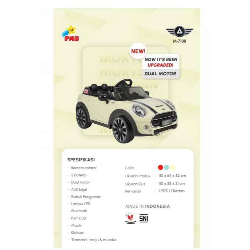 Jual Mobil mobilan mainan anak duduk Mini Cooper Mortein VIBE M7188 EVA ...