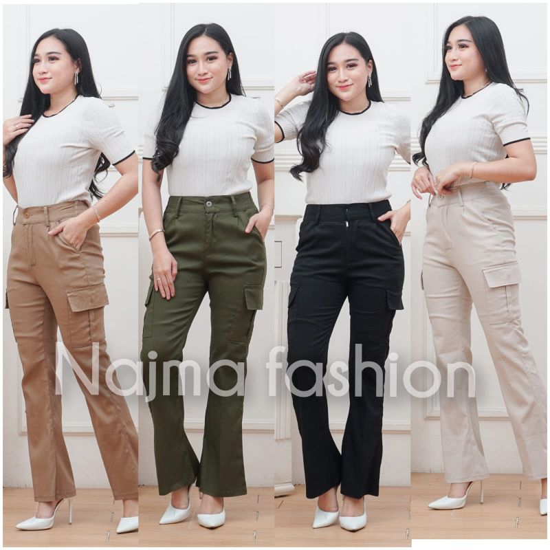 Jual Celana Cargo Cutbray Stretch Highwaist Twill Combed Big Size Jumbo L-3L | Shopee Indonesia