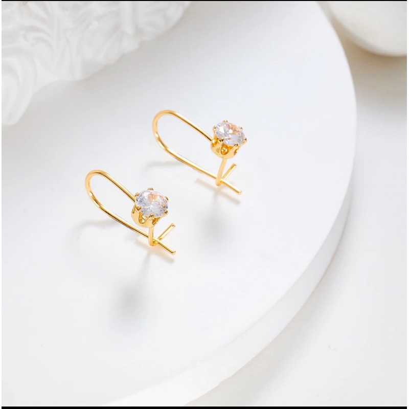 Jual Anting Permata Jepit DESY GOLD SILVER | Shopee Indonesia