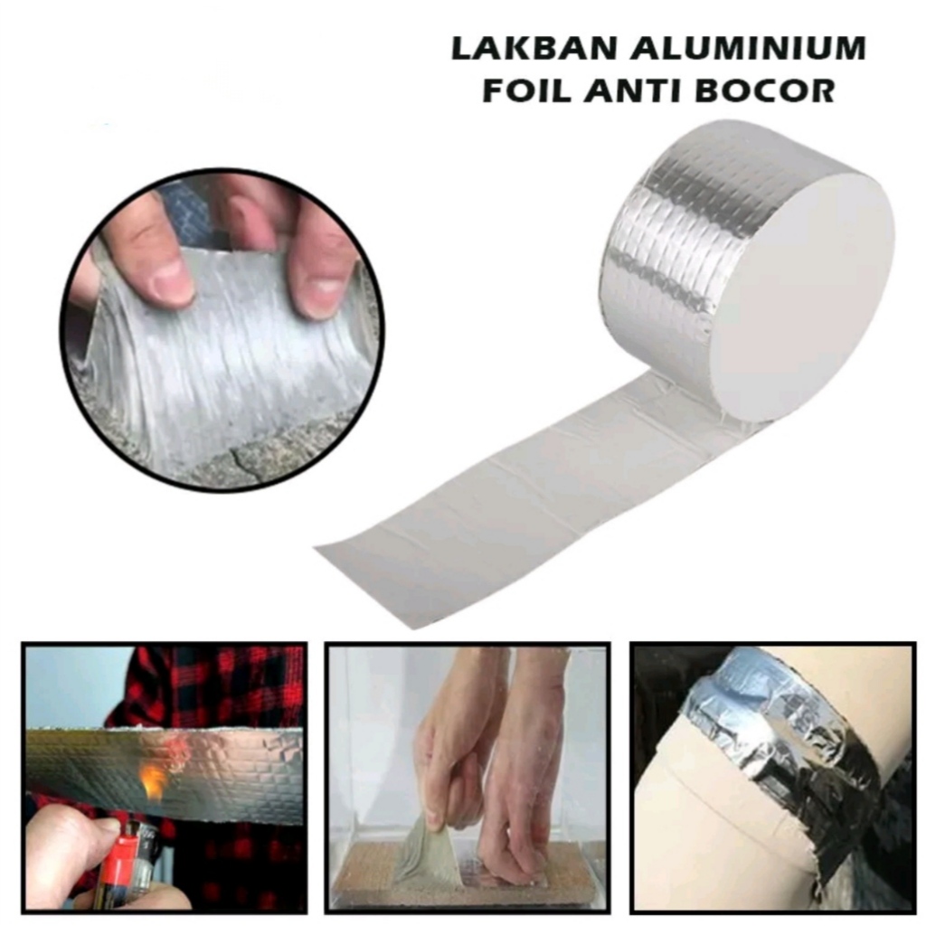 Jual Lakban Anti Bocor 3M 5M Alumunium Foil Tape Butyl Silicone Lem Perekat Anti Air Waterproof ...