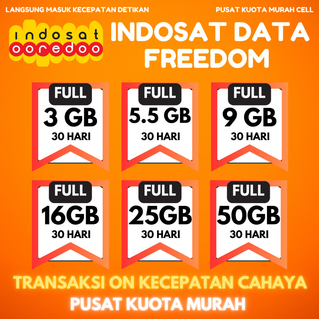 Jual PROMO PAKET DATA INDOSAT FREEDOM MURAH FULL 24 JAM | Shopee Indonesia
