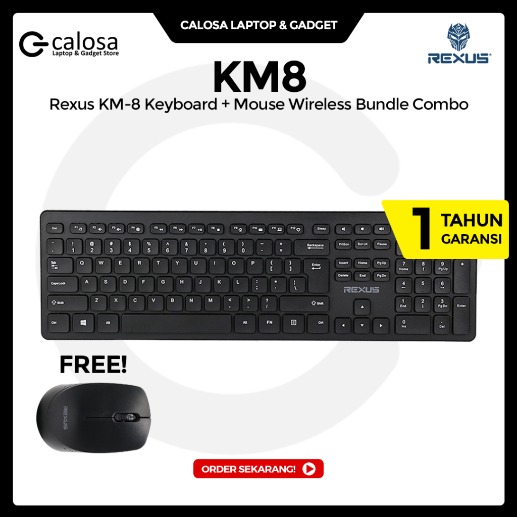 Jual Rexus KM8 Keyboard + Mouse Wireless Bundle Combo - Original ...