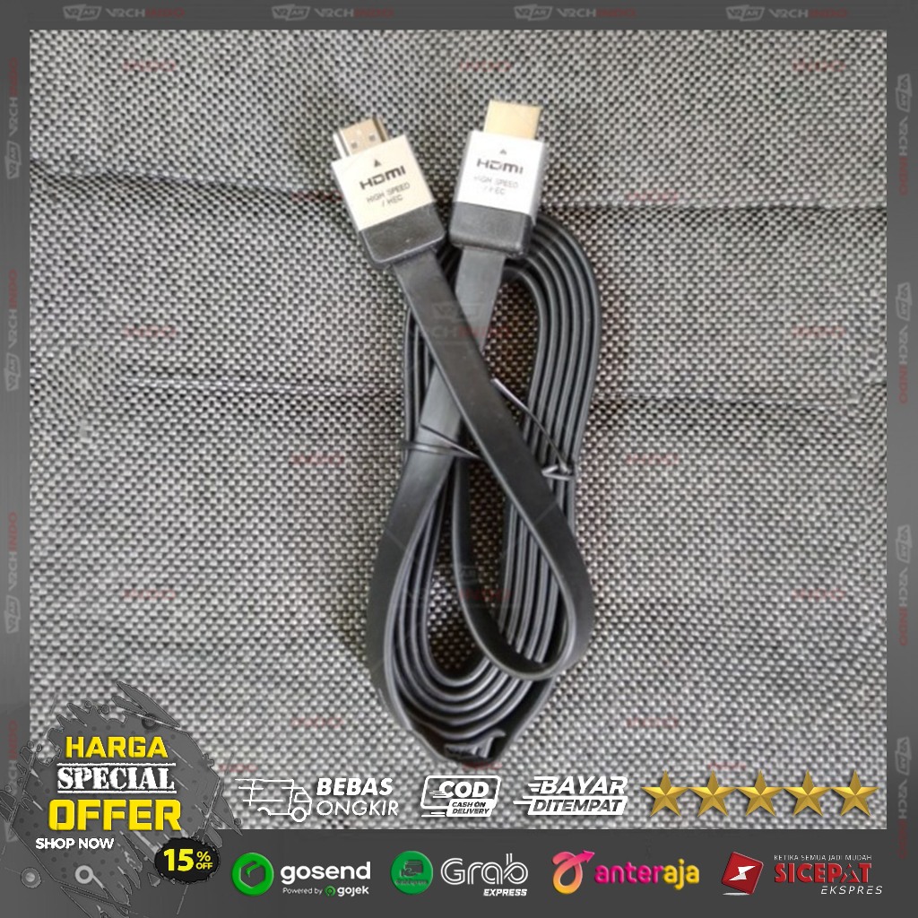 Jual Kabel HDMI 4K SONY PREMIUM Flat 2M / 3M / 5M / 10M / 15M Meter High Quality - Male to Male ...