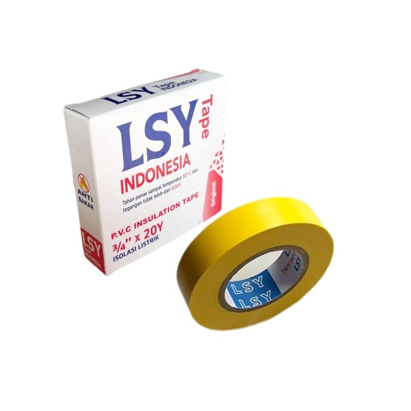 Jual isolasi listrik original LSY TAPE / PVC solasi kabel warna kuning ...