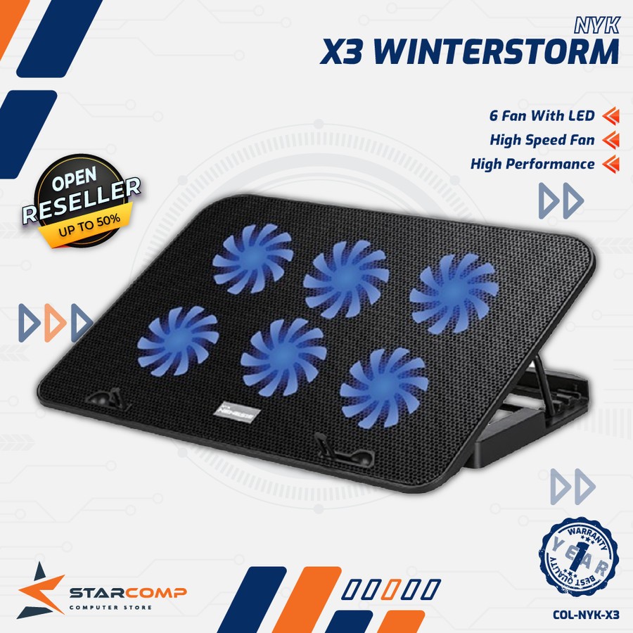 Jual NYK Nemesis X3 WinterStorm CoolingPad 6 Fan Cooling Pad Laptop ...