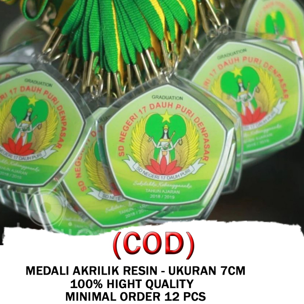 Jual medali costum resin timbul (BENTUK SEGILIMA) mendali sekolah ...