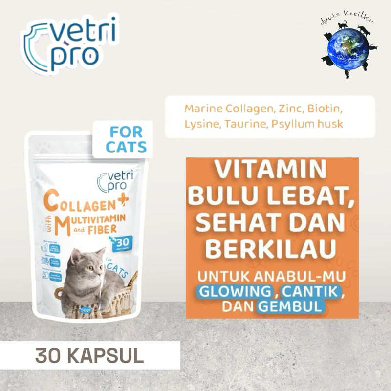 Jual VETRIPRO Collagen For Cats - Vitamin Bulu Kucing Lebat Halus (30 ...