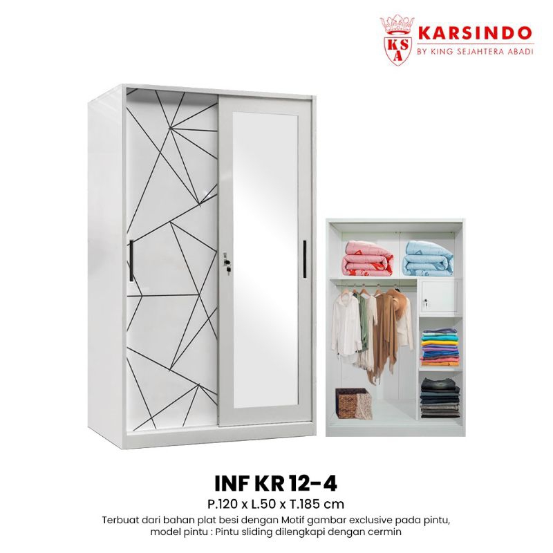 Jual Lemari Pakaian Plat Besi Import 3 Pintu Sliding KR12-4 | Shopee Indonesia