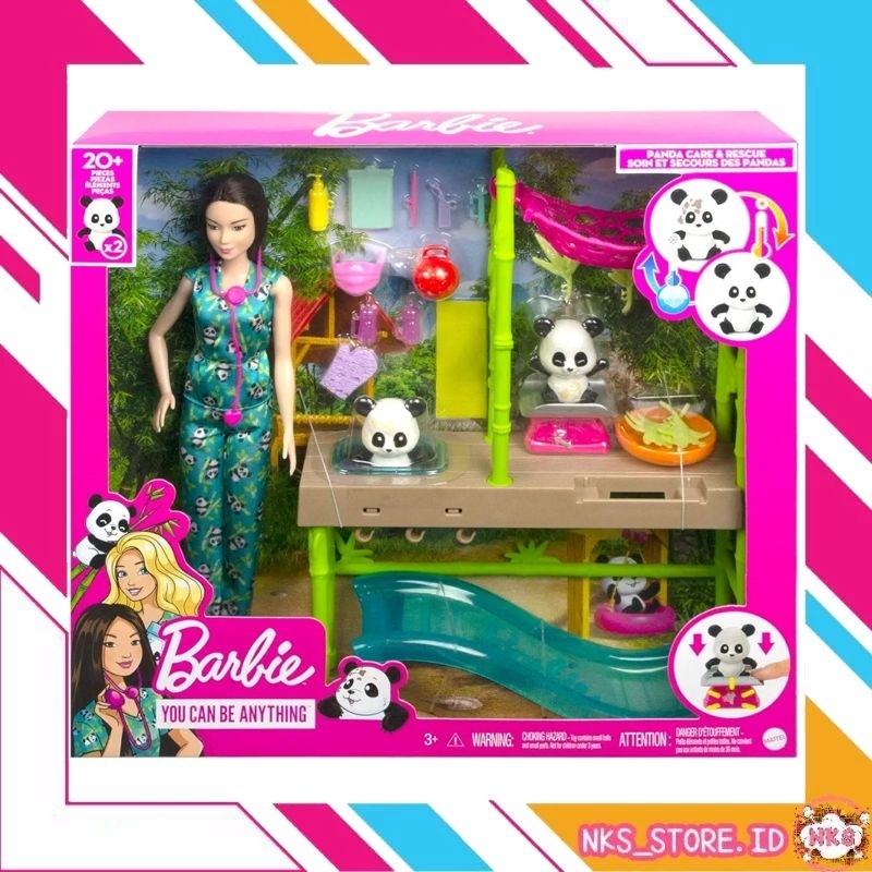 Jual Barbie Baby Panda Care And Rescue Playset Doll 2 Panda Color ...