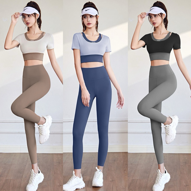 Jual Setelan Olahraga 2 in 1 Pakaian Olahraga Wanita Set / Bra Sport ...