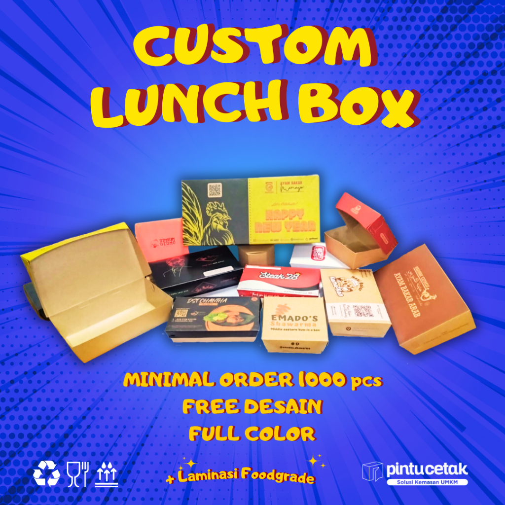 Jual CUSTOM DESAIN LUNCH BOX Makanan Paper Kraft, MIN ORDER 1000 PCS ...
