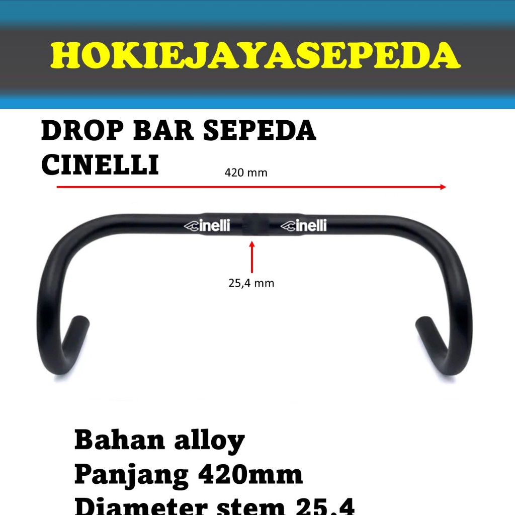 Jual Stang Handle bar sepeda model balap CINELLI 25,4 X 420 MM HITAM ...