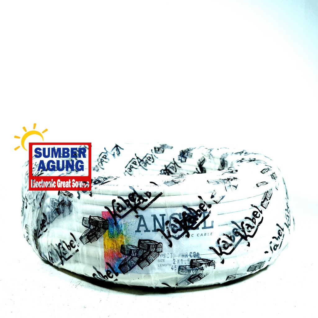 Jual Kabel Putih 2x1.5 Angel Power Cable 45M Panjang 45 Satu Rol Isi ...