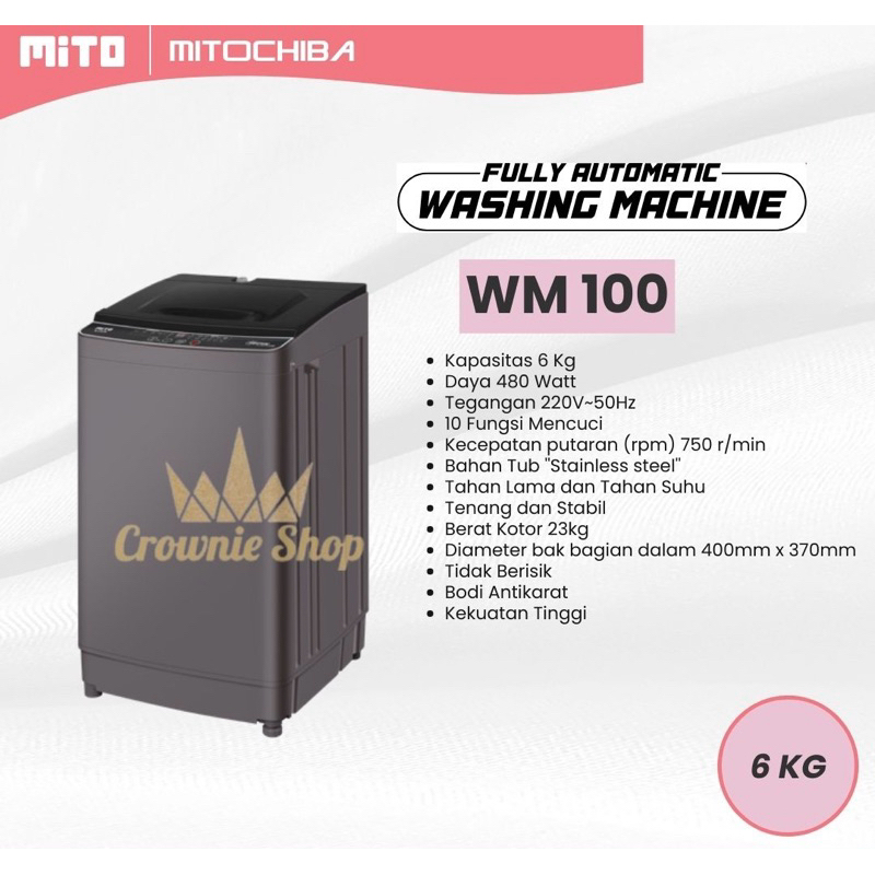 Jual MITO MESIN CUCI TOP LOADING WM 100 / WASHING MACHINE WM100 6KG ...