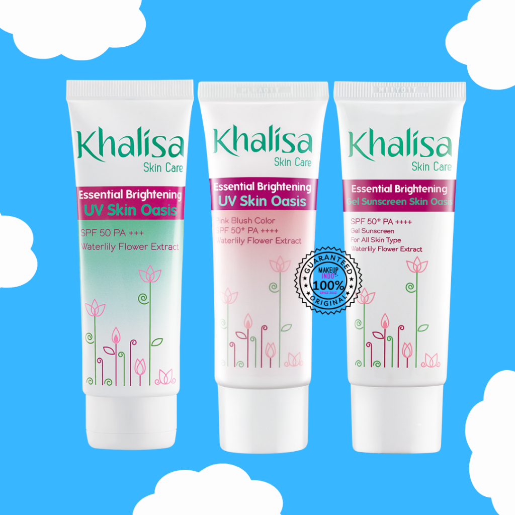 Jual Khalisa Essential Brightening UV Skin Oasis/Pink Blush/Gel Sunscreen 40g | Shopee Indonesia