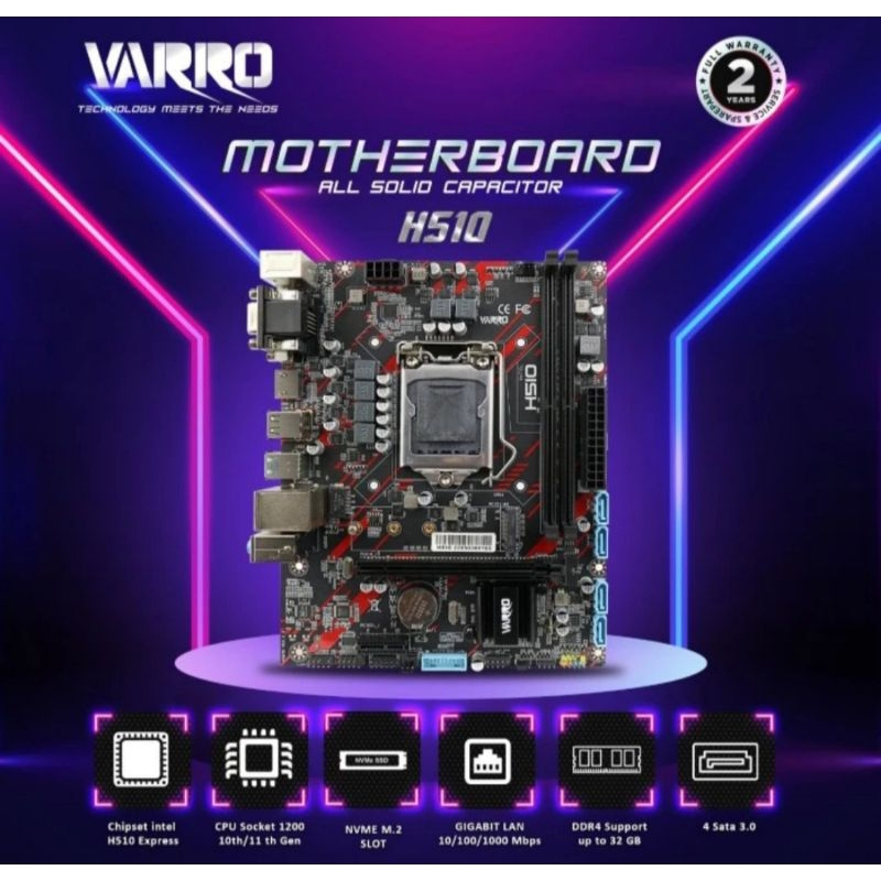 Jual MOBO MOTHERBOARD H510 LGA 1200 VARRO SUPPORT GEN 10 / GEN 11 NVME | Shopee Indonesia