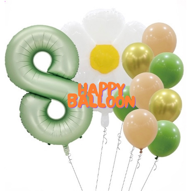 Jual HappyBalloon Paket Dekorasi Balon Angka Hijau Muda Tema Bunga ...
