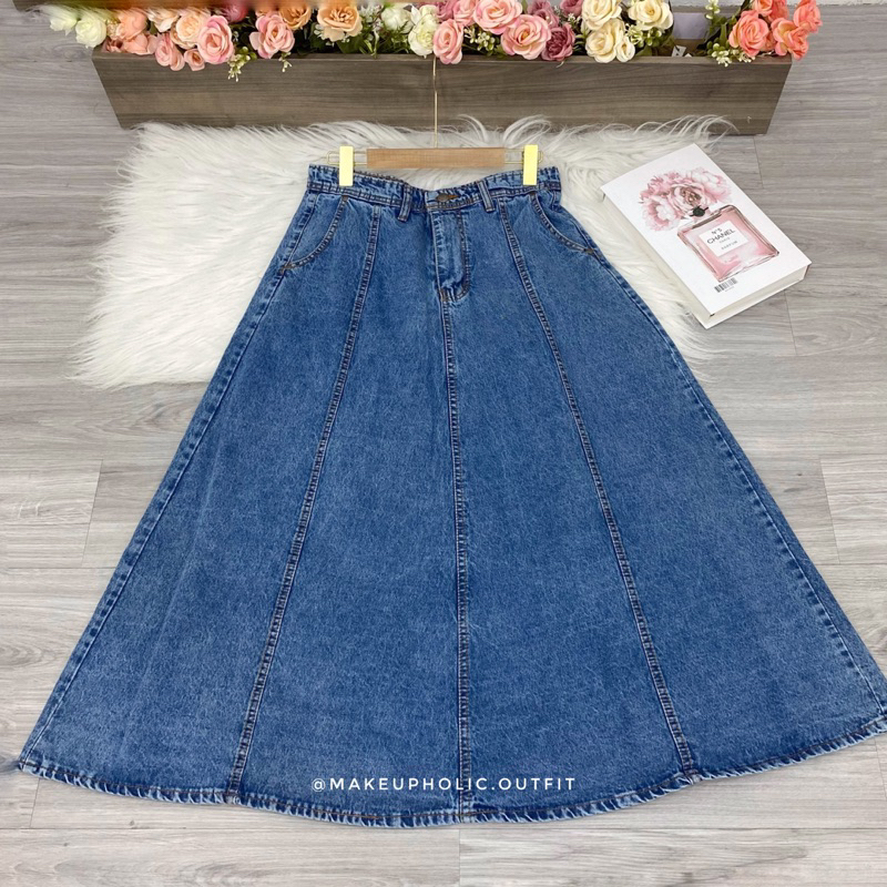 Jual Rok jeans flare pecah 8 | Shopee Indonesia