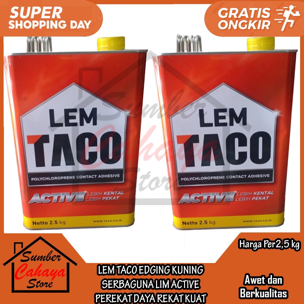 Jual Serbaguna Rekat Kuat Perekat Lengket Lem Taco 2,5 Kg Kental Kaleng ...