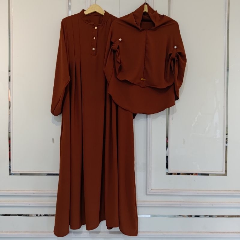 Jual Raquella Dress | Gamis Jumbo Set Hijab LD 130cm Crinkle Airflow ...