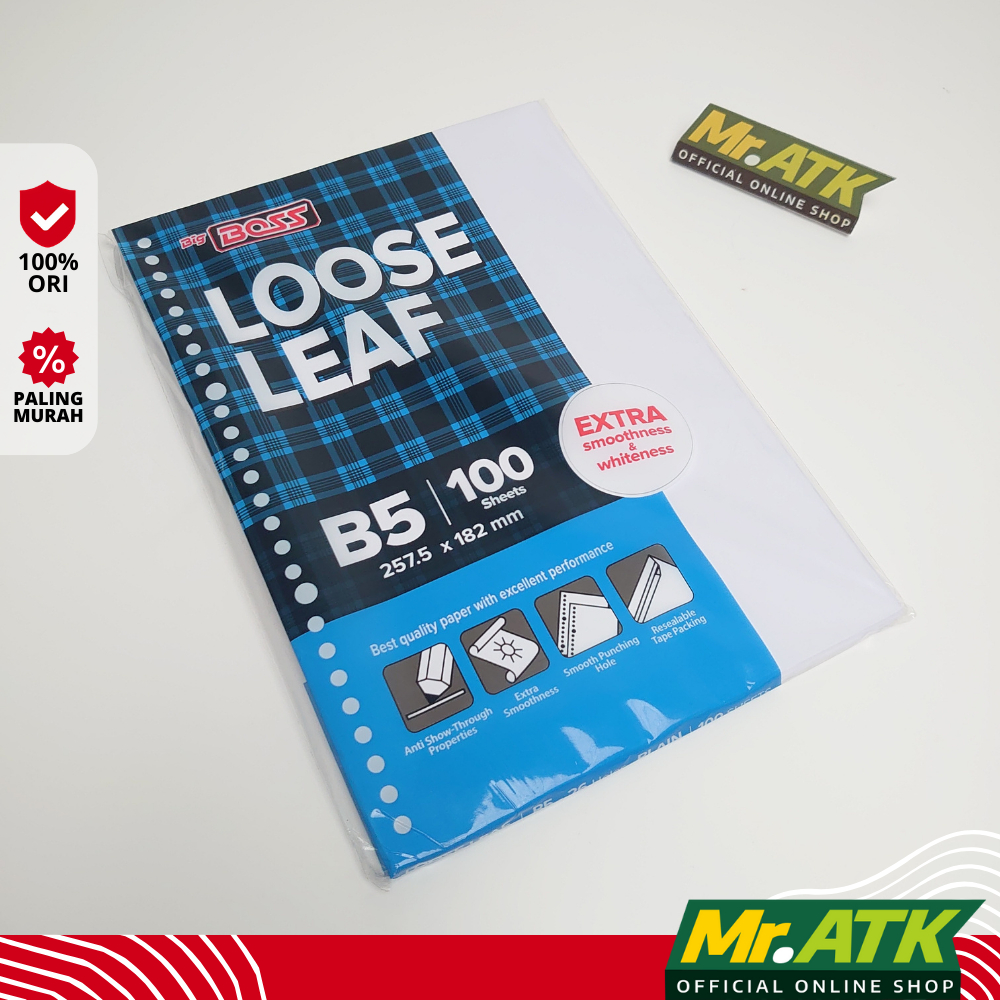 Jual KERTAS BINDER B5 POLOS / GARIS HVS 100 LEMBAR BIG BOSS - KERTAS PUTIH POLOS GARIS BINDER ...