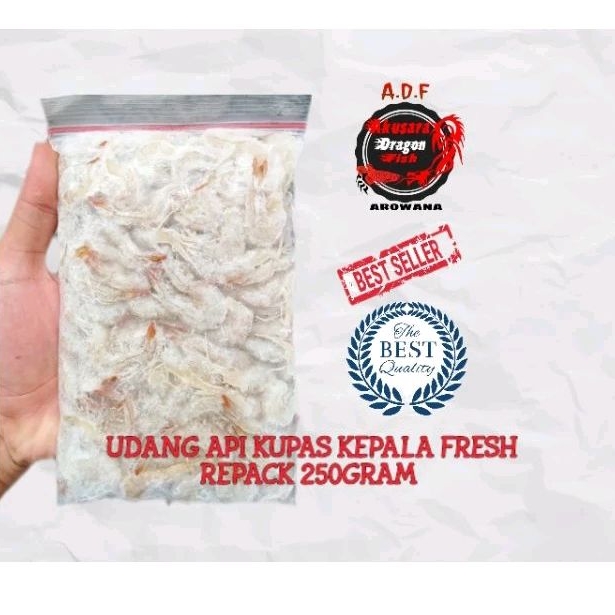 Jual Udang Api Beku Fresh/Udang Api Kupas Kepala 250gram Pakan Predator ...