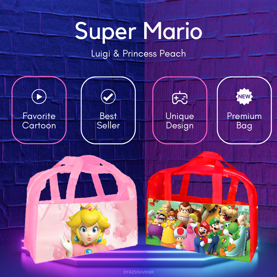 Jual Tas Ulang Tahun Super Mario Luigi Princess Peach Tas Resleting ...