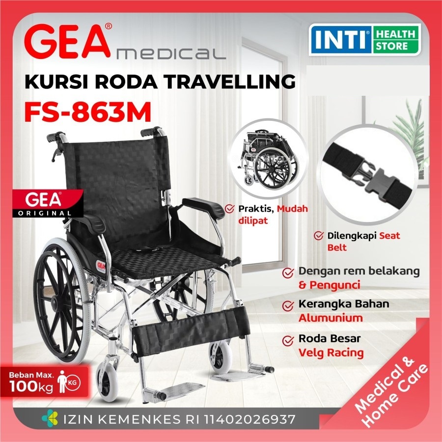 Jual GEA | Kursi Roda Traveling FS 863 M - ALUMINIUM | Shopee Indonesia
