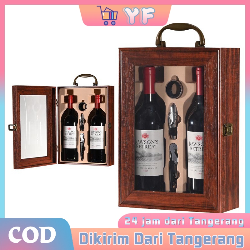 Jual Gift Wine Box Portabel Dengan 3 Buah Alat Minum Kotak Kado Hardbox ...