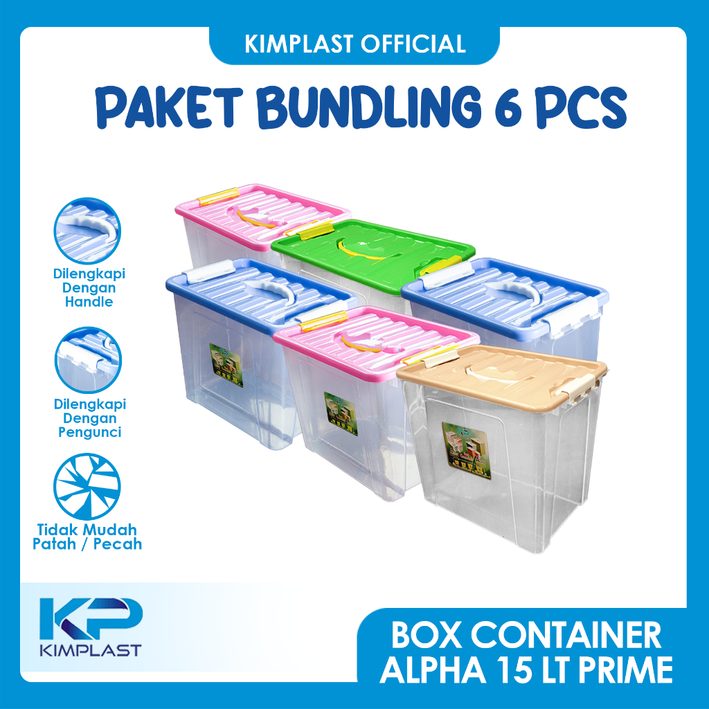 Jual KIMPLAST Paket Bundling 6 Pcs Box Container 15 Liter Prime ...