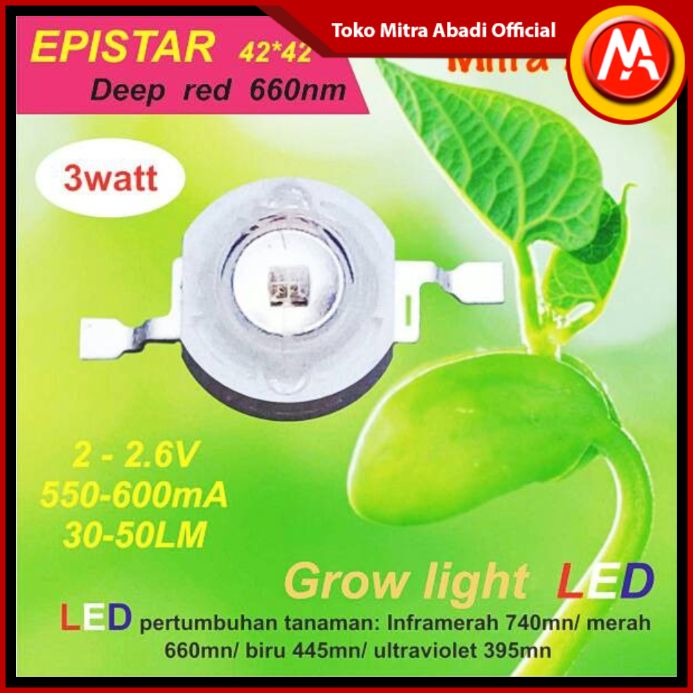 Jual HPL 3W Epistar DEEP RED Grow Plant 660 NM High Power LED | Shopee ...