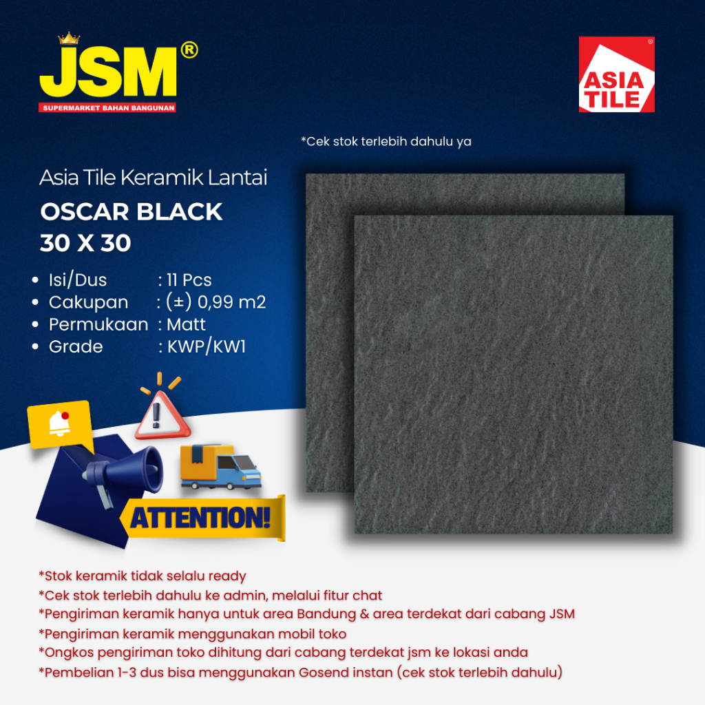 Jual Asia Tile Keramik Lantai Oscar Black Matt 30x30 - JSM Supermarket ...
