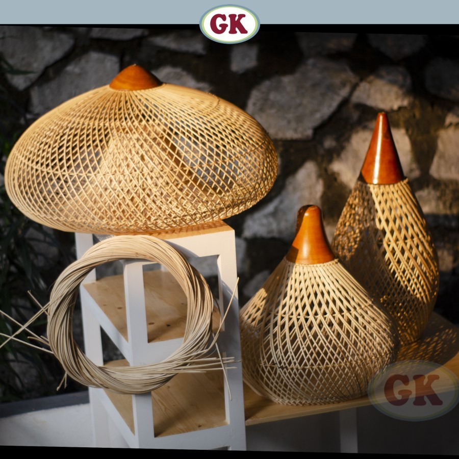 Jual Lampu gantung rotan kombinasi 3 model 3 ukuran 1047c | Shopee ...