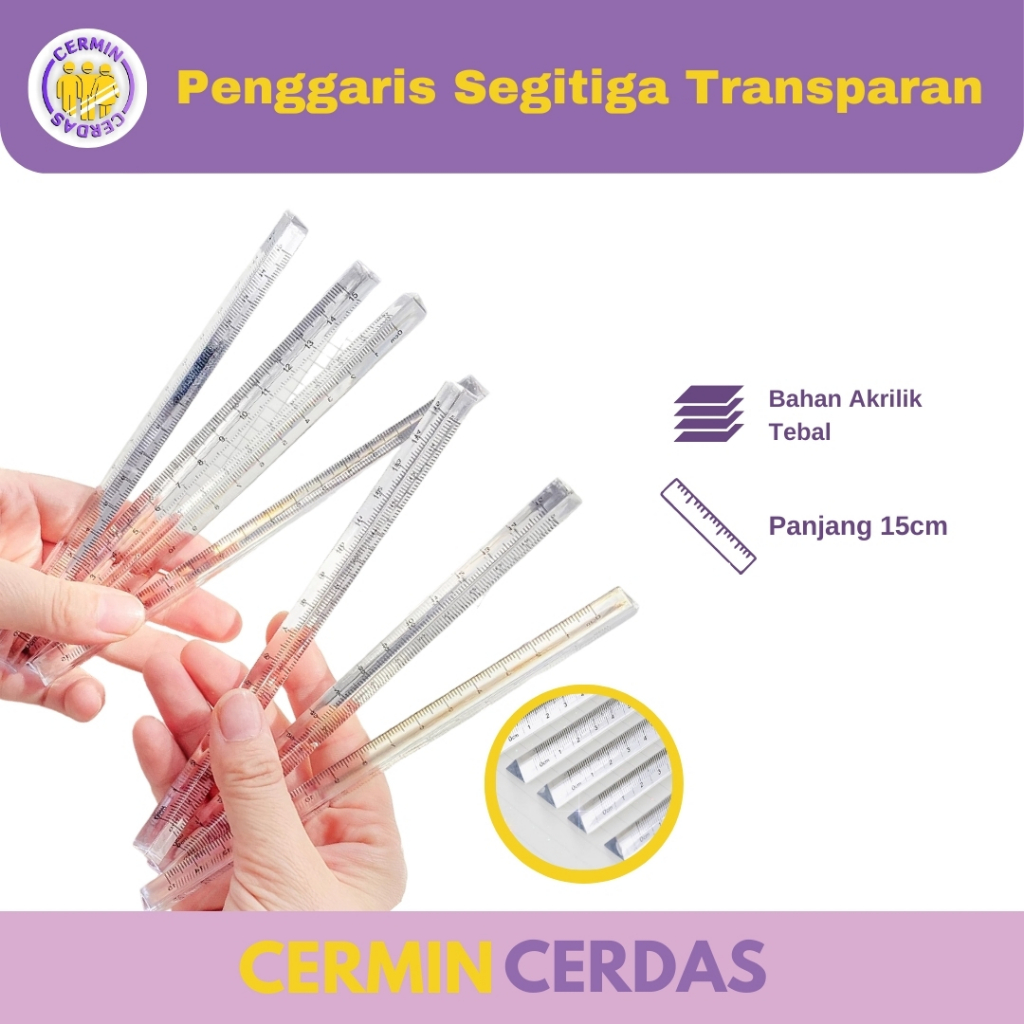 Jual Penggaris Segitiga Transparan Prisma Triangle Clear Ruler ...