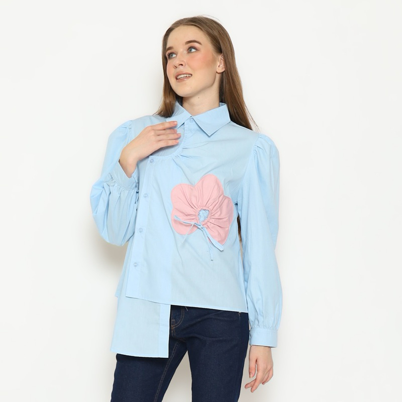 Jual [ Senchi ] - Haruka Flower Shirt / Atasan Kemeja Bunga Lucu ...