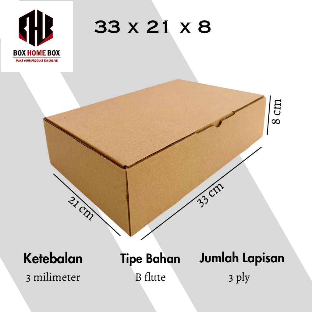 Jual Kardus Dus Die cut Ukuran 33x21x8 Polos Box Kardus Packaging Dus ...