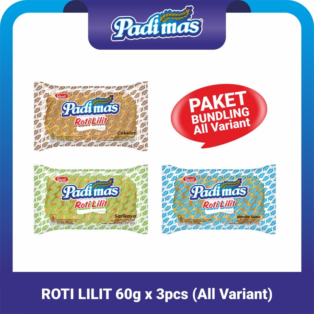 Jual Roti Lilit Padimas 3 Pcs (Coklat, Pandan, Vanilla Susu) | Shopee ...