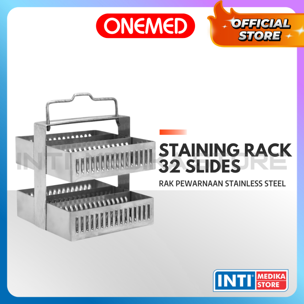 Jual ONEMED - Staining Rack Stainless Steel 32 Slide | Rak Pewarnaan ...