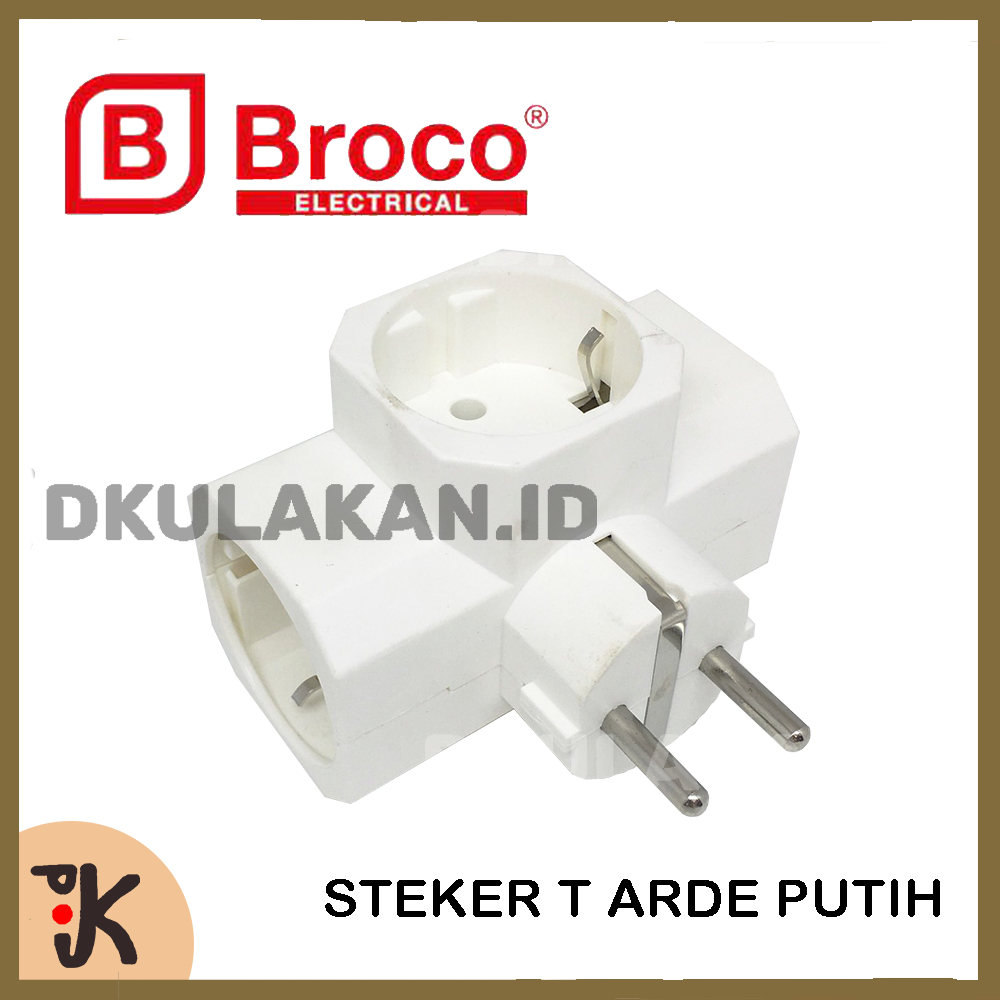 Jual STEKER T ARDE PUTIH BROCO 13830 STOP KONTAK T BAMBU / CABANG 3 ...