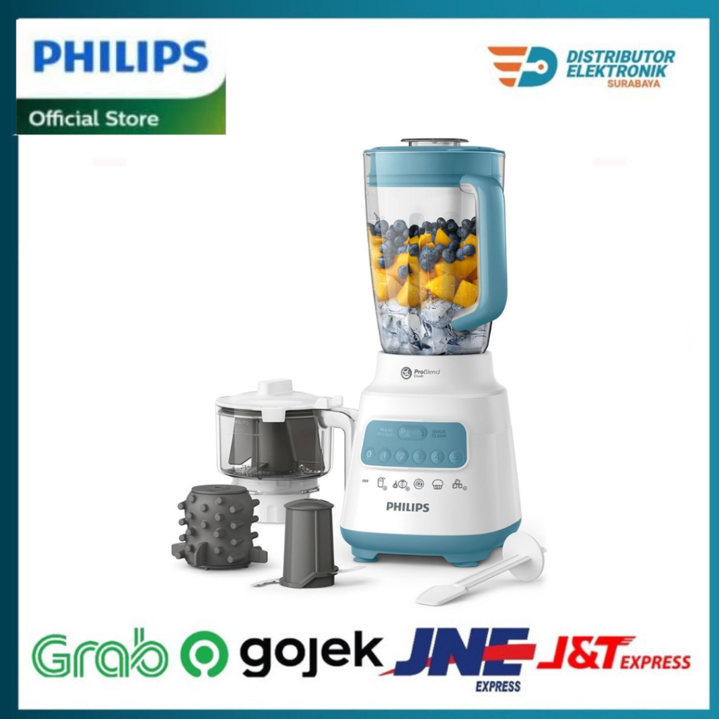 Jual PHILIPS Blender HR2223/70 [4 in 1] PLASTIK - 2 LITER Motor Thermo ...