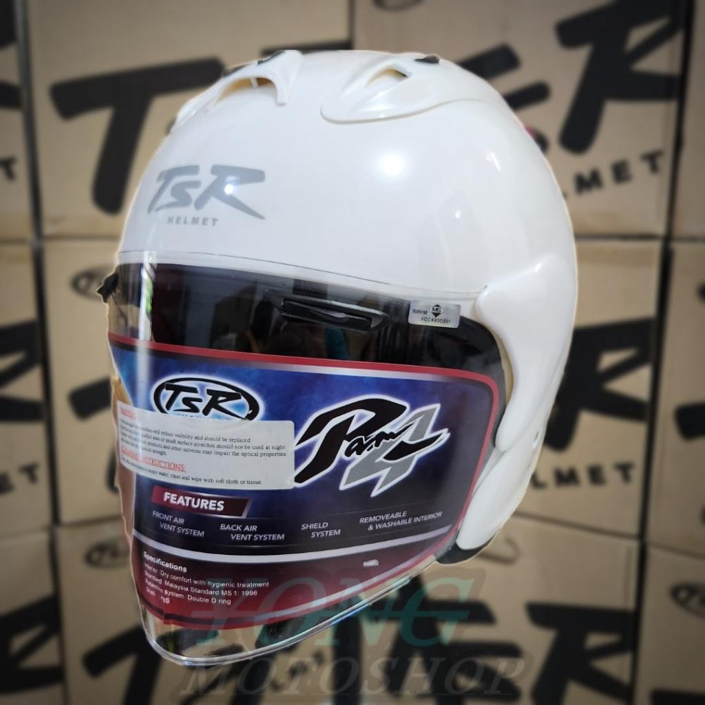 Jual Helm TSR Ram 4 PUTIH Glass White Original Half Face TSR Helmet ...
