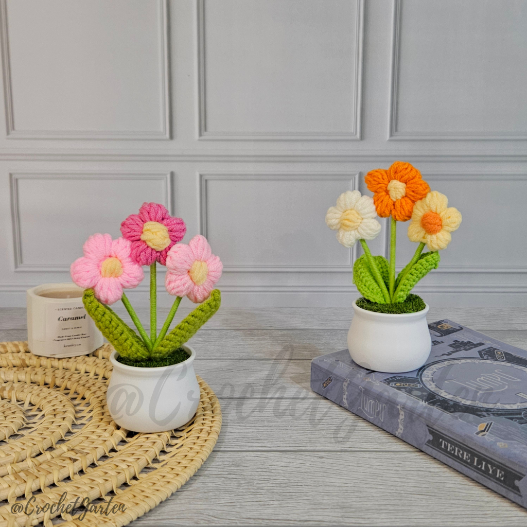 Jual BUNGA CROCHET PUFF POT Bunga Rajut Puff Dekorasi Rumah Hiasan Meja ...