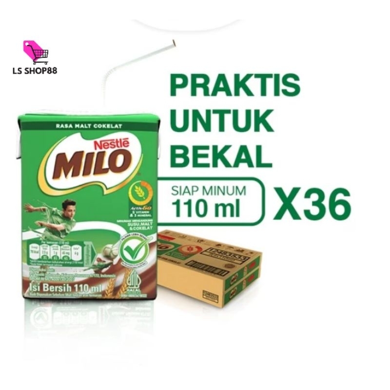 Jual Susu MILO UHT Active Go Coklat 110ml Dus isi 36pcs | Shopee Indonesia