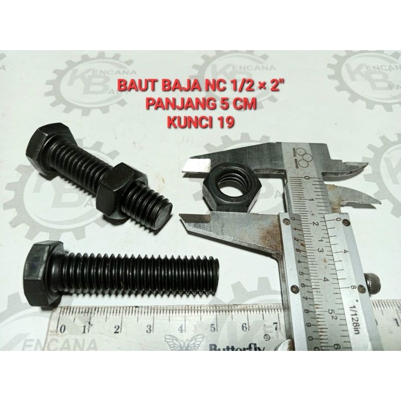 Jual BAUT BAJA UNC 1/2 X 2 INCHI / BAUT HITAM NC 1/2 X 2 INCHI PANJANG ...