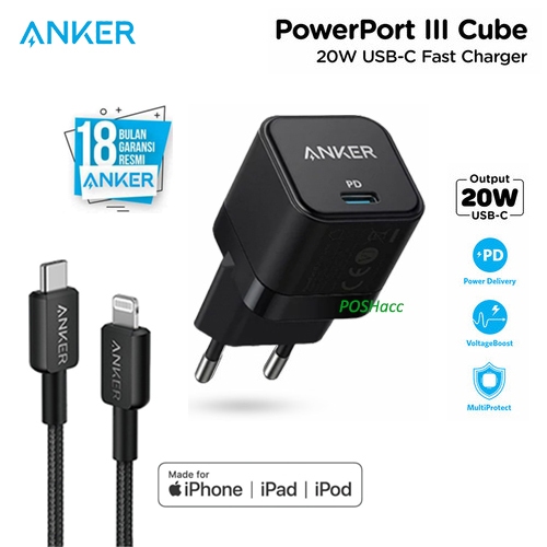 Jual Anker Wall Charger PowerPort III PD 20W Cube Fast Charging iPhone ...