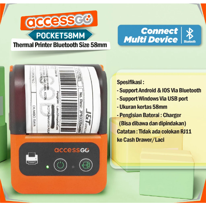 Jual PRINTER BLUETOOTH MINI THERMAL LABEL ACCESSGO PRINTER BARCODE ...